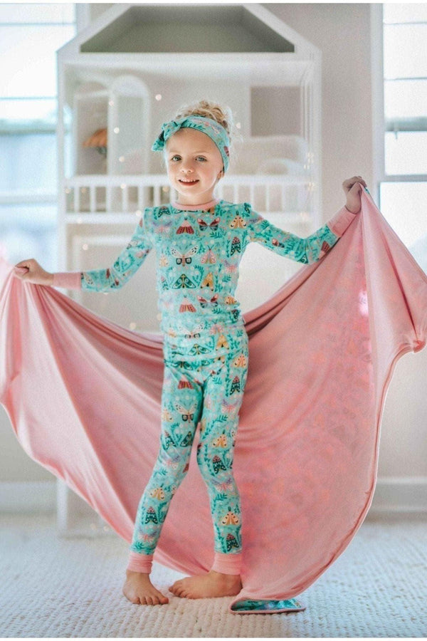 Moth Print Two-Piece Bamboo Kids Pajama Set | Organic PJs